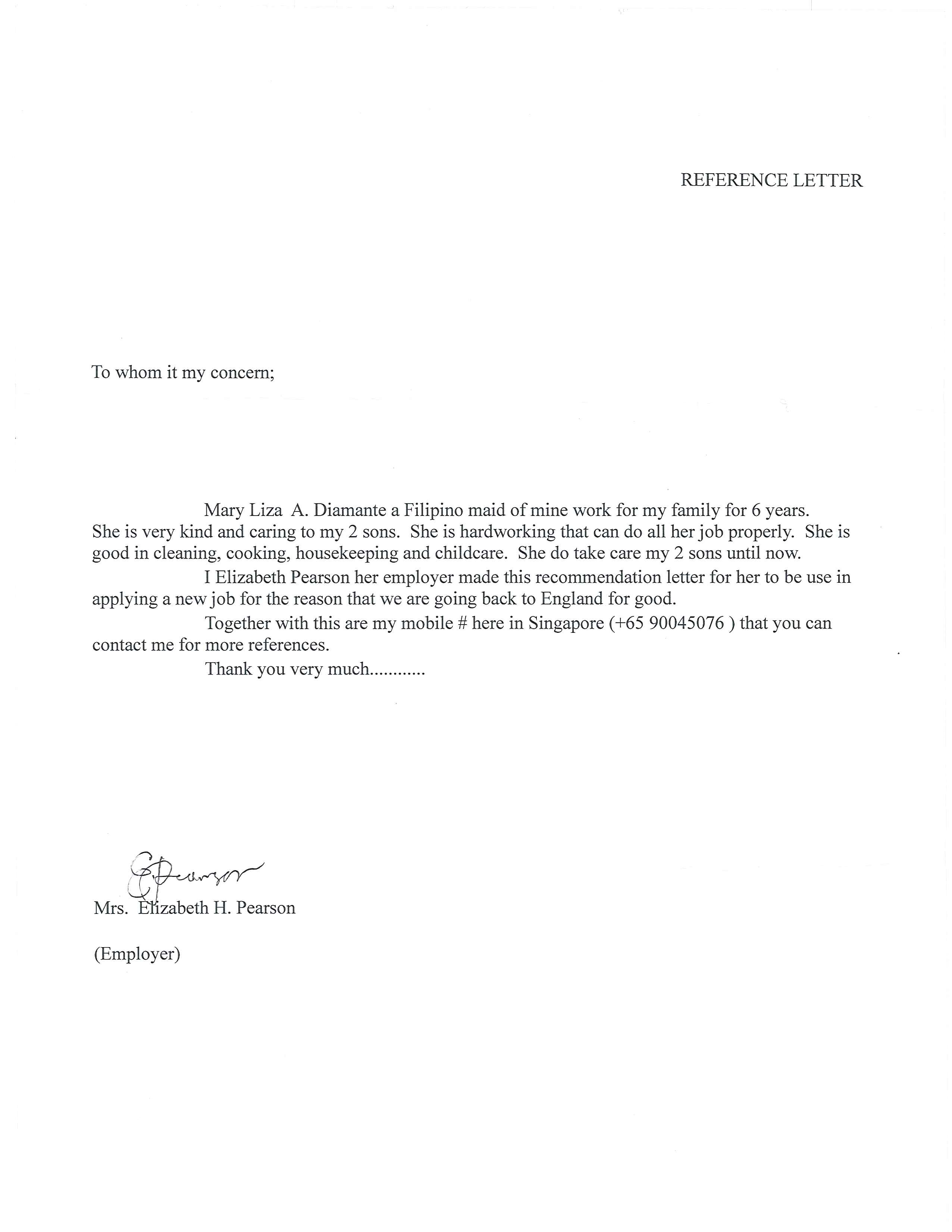 Reference Letter Nanny EFIMORENA